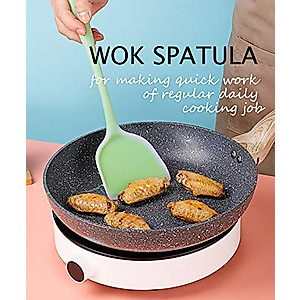 3 Pieces Silicone Spatula Turner Set - Nonstick Pancake Egg Flipper Heat Resistant 480℉- Kitchen Wok Turner, Large Wide Fish Spatula & Slotted Spatula, Cooking Utensils for Burger Omelets, Green