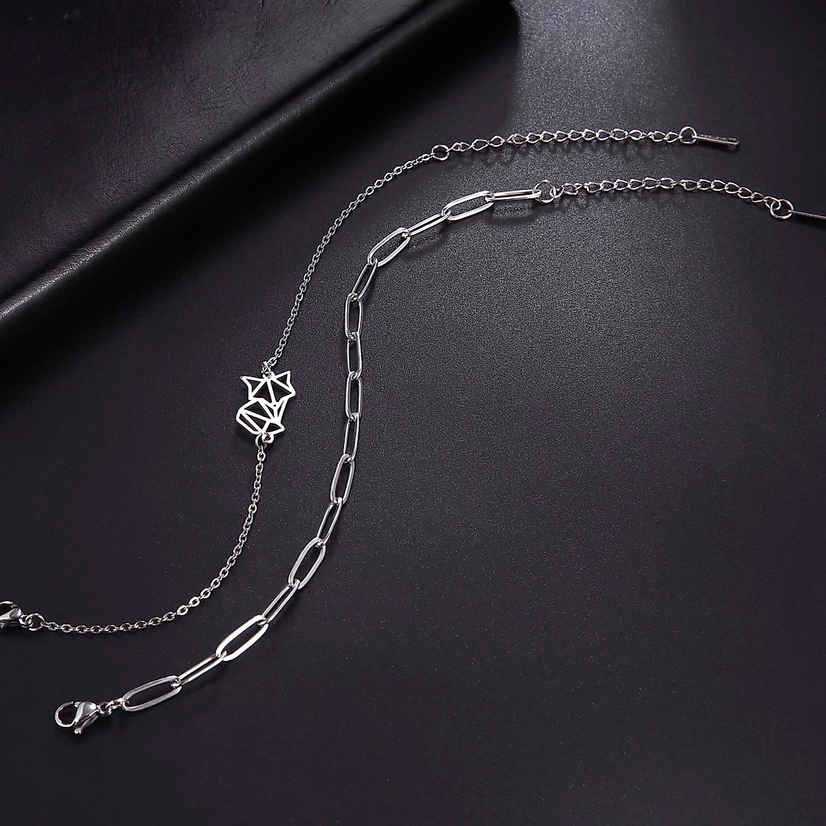 EUEAVAN Cute Animal Fox Pendant Layered Bracelet Charm Simple Creative Nine-tailed Fox Jewelry Girl Woman Girlfriend (Silver Fox)