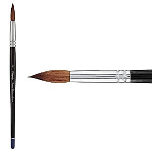Creative Mark Rhapsody Kolinsky Sable Short Handle Brush - # 10, for Artists, Students, Professionals - Excellent Spring, Full Belly Washes, English Sizing, Split-Proof Points