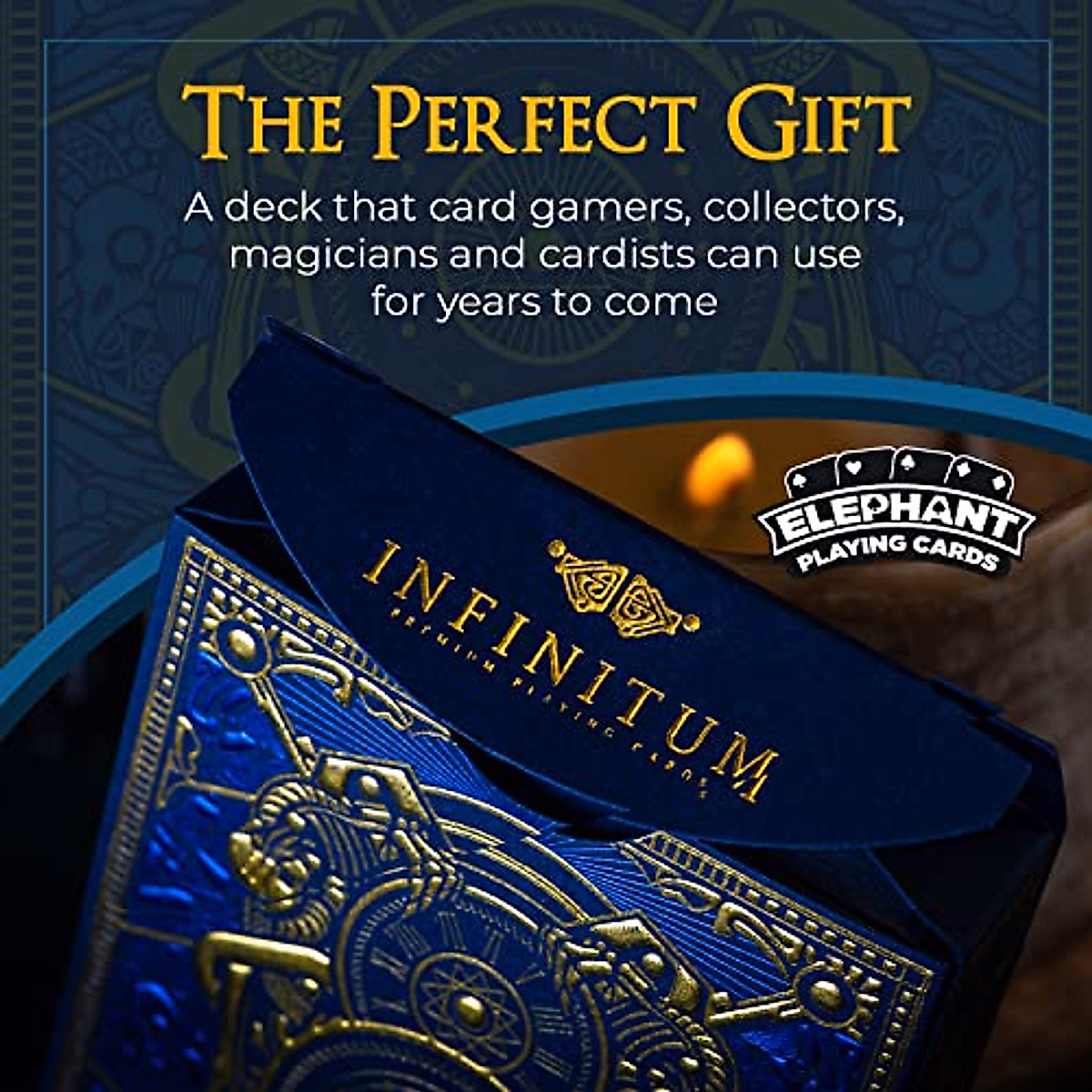 Infinitum Royal Blue & Gold Playing Cards, Deck of Cards with Free Card Game eBook, Premium Card Deck, Cool Poker Cards, Unique Bright Colors for Kids & Adults, Card Decks Games, Standard Size