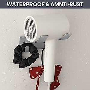 WONZON Hair Dryer Holder Wall Mount Blow Dryer Hanger Stand Rack Countertop Hair Dryer Bracket Hair Tool Organizer Storage（Silver）