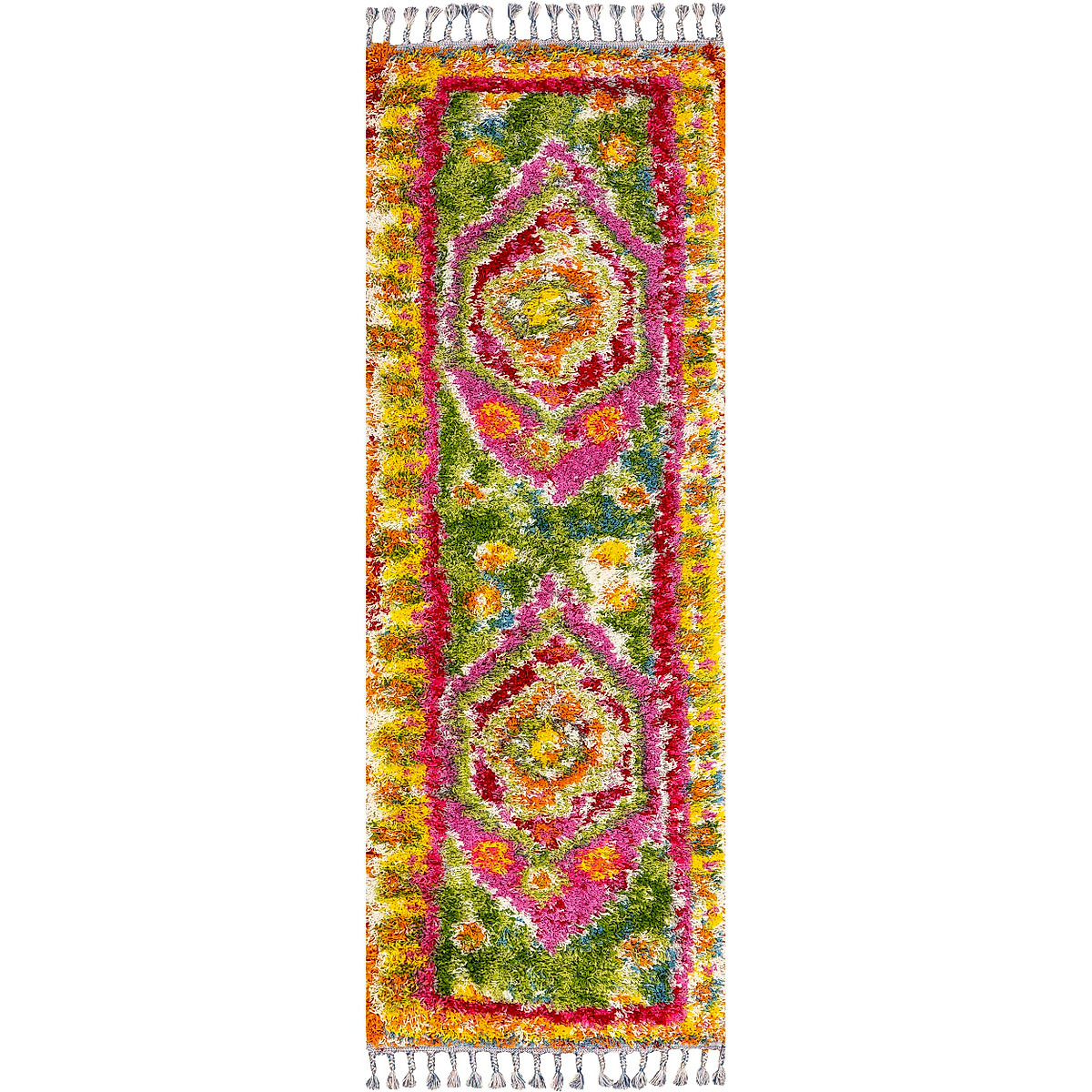 nuLOOM Shania Moroccan 2x8 Runner Shag Rug for Living Room Bedroom Dining Room Nursery Entryway Hallway, Multicolor/Ivory