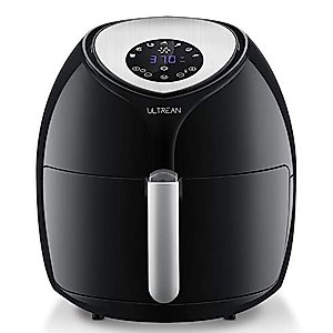 Ultrean Air Fryer 6 Quart , Large Family Size Electric Hot Airfryer XL Oven Oilless Cooker with 7 Presets, LCD Digital Touch Screen and Nonstick Detachable Basket,UL Certified,1700W (Black)