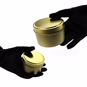 Cornucopia Brands 6oz Round Gold Tins/Candle Tins (12-Pack), Metal Tins for Candles, DIY, Party Favors & More, Slip-On Lids Included