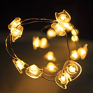 MUMENG String Lights Warm White 20 LEDs Lovely Cat Decoration Lighting Battery Power Fairy Light Easy Installment for Indoor Outdoor Wedding Festoon Party