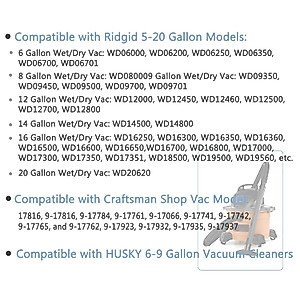 VF6000 Wet/Dry Replacement Filter for Ridgid 5-20 Gallon Wet Dry Vacuums WD5500 WD0671 WD6425 WD7000 WD1280 WD1851 WD1680 WD1956 RV2400A 1400RV RV2600B,Fit for Husky 6-9 Gallon Vacs 2 Pack