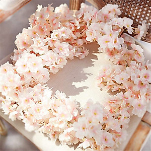 2pcs 11.8ft Artificial Cherry Blossom Flower Vines Fake Flower Garland Outdoors Hanging Silk Flowers Vines for Home Decor Pink Room Decor Wedding Party Japanese Kawaii Decor