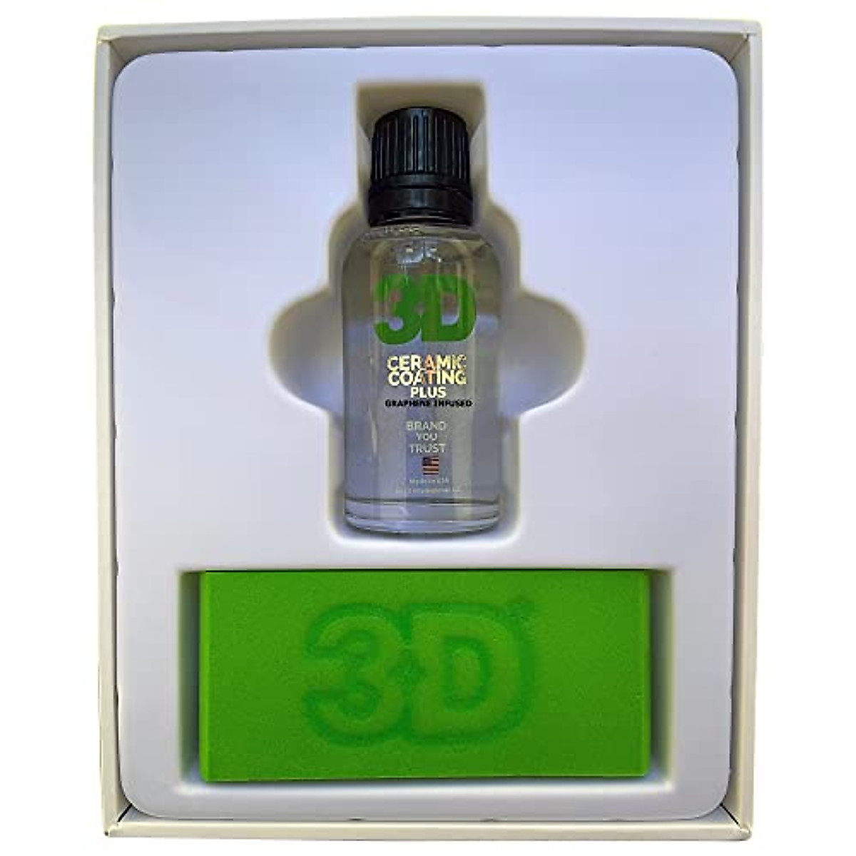3D Ceramic Coating + Graphene Infused Kit - 30ml - Superior Oleophobic and Hydrophobic Properties Provide Long Lasting Protection & Durability - Includes Applicator