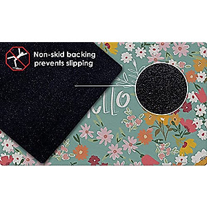 Toland Home Garden 800521 Hello Flowers Spring Door Mat 18x30 Inch Flower Outdoor Doormat for Entryway Indoor Entrance