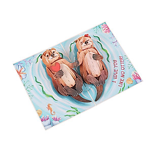 Liif Otter Half 3D Pop Up Anniversary Card For Wife, Husband, Couple, Funny Birthday Card - For Girlfriend, Boyfriend | With Message Note & Envelop | Size 7 x 5 Inch