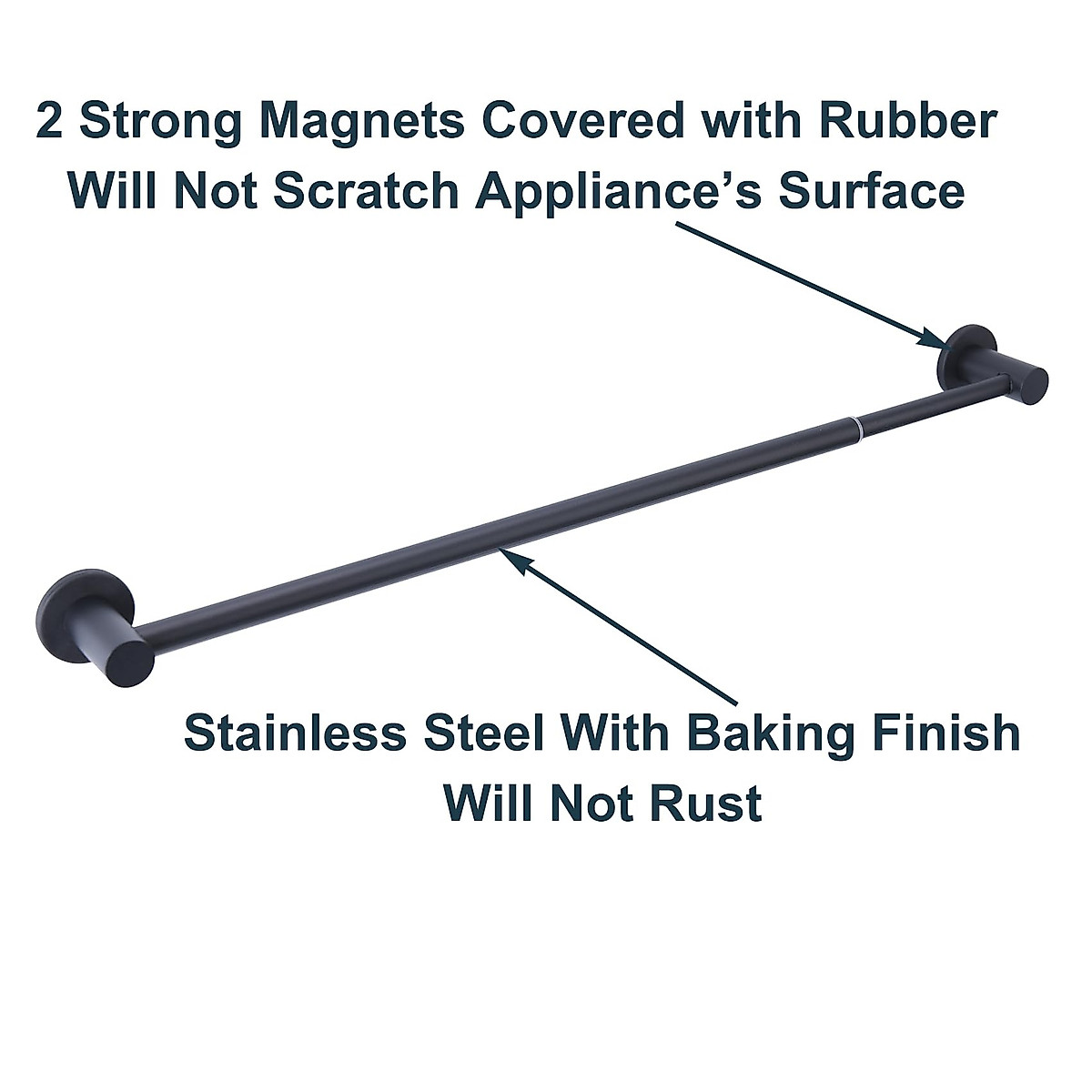 18-31.5 Inches Adjustable Magnetic Towel Bar Holder for Refrigerator, Magnet Classroom Flip Calendar Chart Rod for Whiteboard, Fridge Top Guard Rack Stop Items from Falling, Black