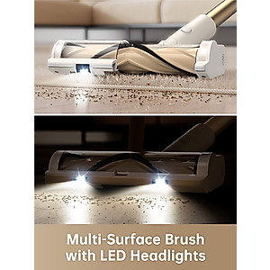 DREAME R10 Cordless Vacuum Cleaner, 120AW Powerful Stick Vacuum with Led Headlights, Anti-Tangle Brush, Up to 60 Mins Rechargeable Battery, Handheld Vacuum Deep Clean Hair, Hard Floor, Carpet