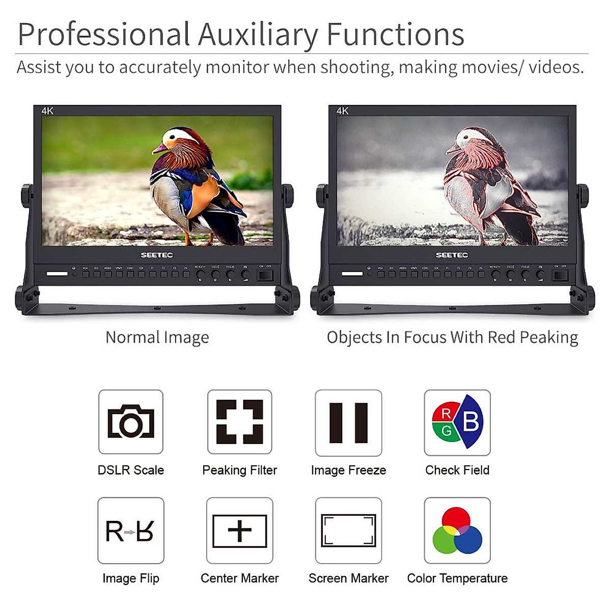 SEETEC P133-9HSD 13.3 Inch 4K HMDI Broadcast Monitor Professional LCD Director Studio Production Monitoring IPS Screen Aluminum Design