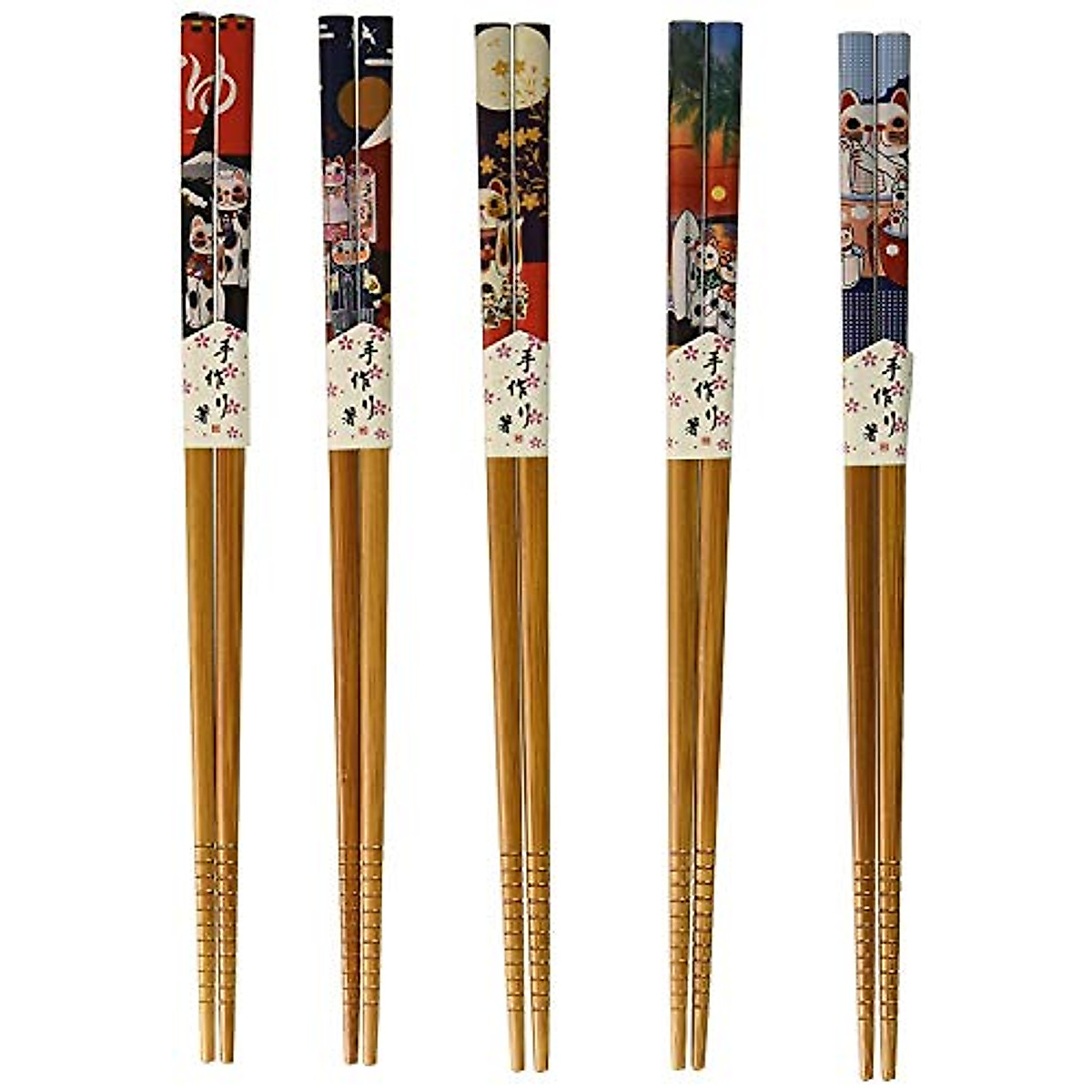 Happy Sales Fortune Cat Maneki Neko Wood Chopsticks Natural #7148