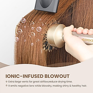AIMIKE Round Hair Brush, Nano Thermal Ceramic & Ionic Tech, 2.1 Inch Barrel with Boar Bristles for Enhanced Texture, Golden, Hair Drying, Styling, Curling and Shine + 4 Free Clips