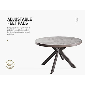 Acanva Small Round Dining Table for 4 Person, MDF & HPL Surface and Sturdy Base Structure, Modern Design for Kitchen, Living Room & Apartment, Easy Assembly, 47.2” Diam. x 30” H, Light Concrete
