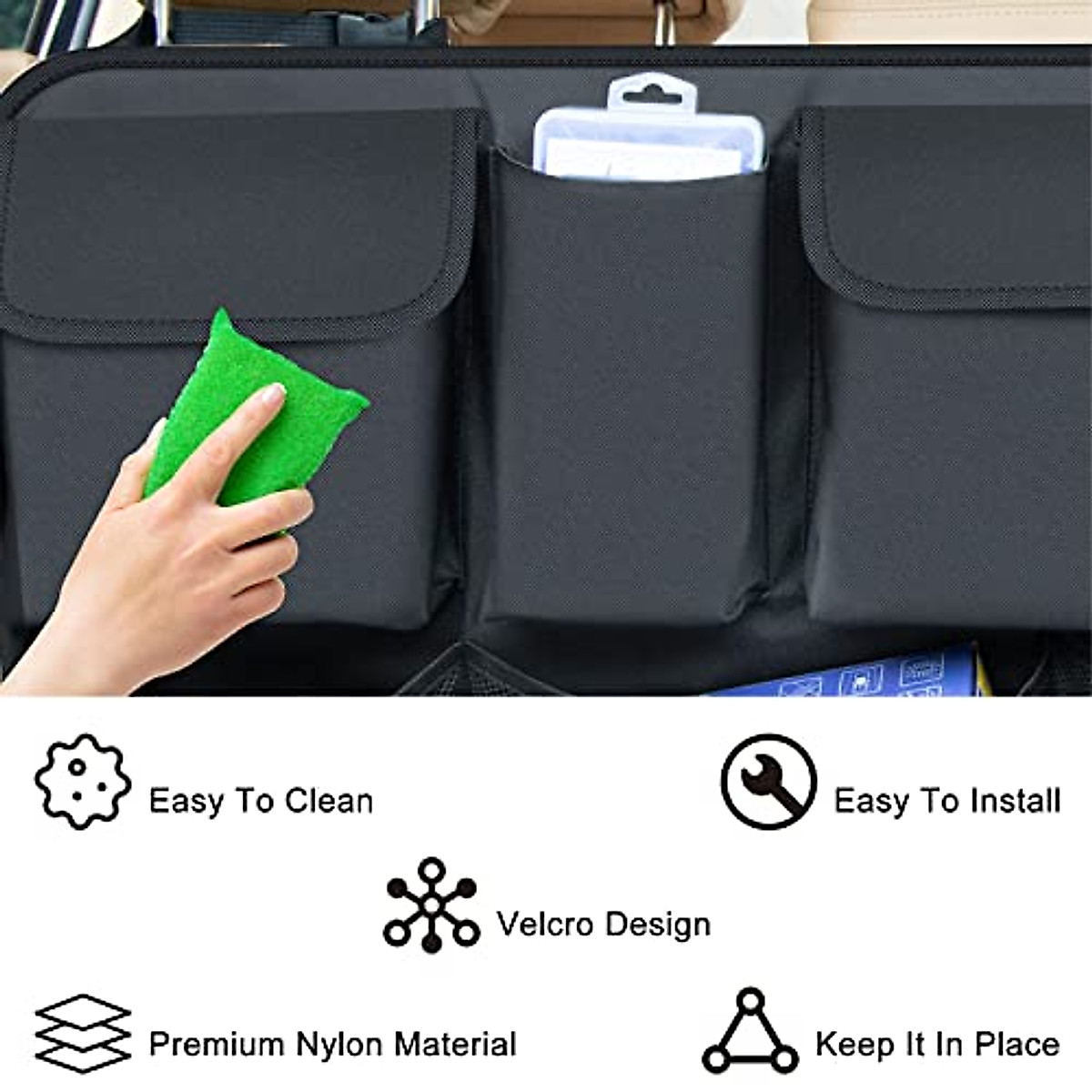 Car Trunk Organizers,Backseat Hanging Organizer with 9 Large Storage Bag,Car Trunk Tidy Storage Bag Organizer