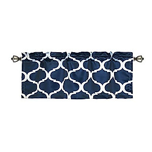 Lush Decor, Navy Geo Valance, 18 x 52, 18 in x 52