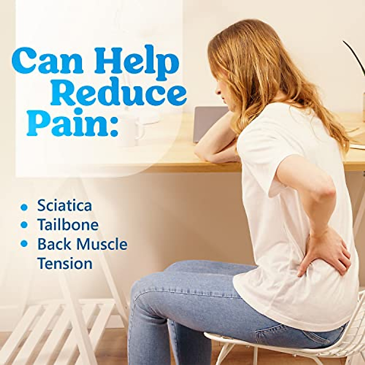 Large Gel Seat Cushion for Tailbone Pain Relief - Soft Cozy Plush Cover with Cooling Honeycomb Pad - Pressure Relief for Car, Office, Chair, Home - Comfort and Support while Sitting at a Desk or Floor