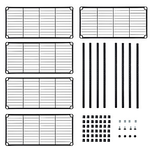 5 Tier Wire Shelving Unit Storage Rack, Metal Heavy Duty Utility Organizers, Organization Units for Products Plant Pantry, Garage, Laundry Racks Durable Shelf Stand,14"W x 30"L x 60"H, Black