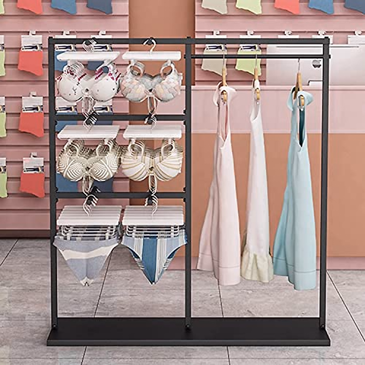 Coat Rack Stand, Underwear Display Stands, Freestanding Clothing Store Boutiques Retail Lingerie Garment Rack, Wall Mounted Clothes Rack, Commercial Shelves for Socks Bra Panties Scarves Storage