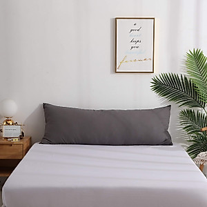 YUNUO Body Pillow Cover, Luxury Soft Removable Body Pillow Case - Long Body Pillow Protector 21"x54" with Zipper Closure (Grey,21"x54")