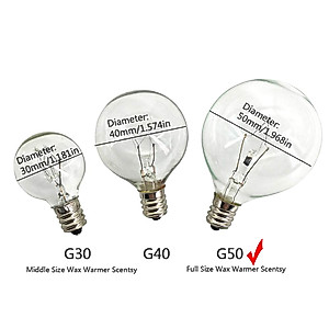 8 Pack 25 Watt G50 Light Bulbs for Full-Size Scentsy Warmers,G16.5 Globe E12 Incandescent Candelabra Base Clear Light Bulbs for Wax Warmer