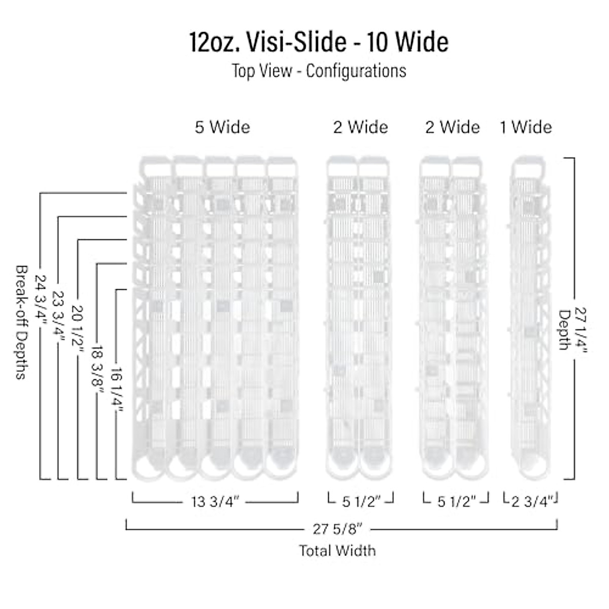 Display Technologies Visi-Slide Gravity Fed Organizer for 12/16oz low ring Beverages on flat and angled shelves in Cold Vaults & Coolers (Pack of 2)