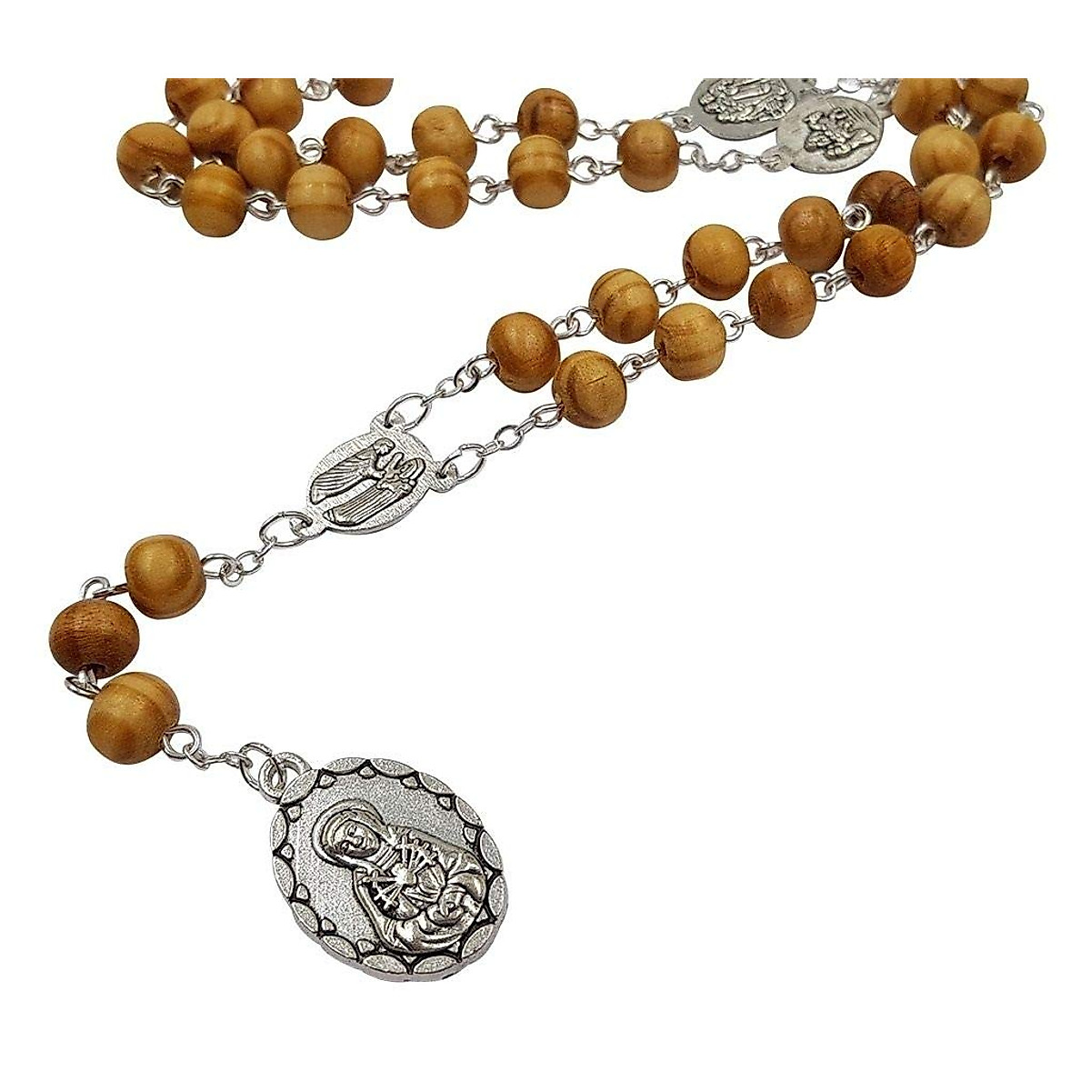 TALISMAN4U Seven Sorrows of Mary Rosary Chaplet Wooden Beads Catholic Jewelry Necklace for Women Men with Rosary Box