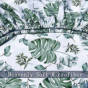 AMROSE 4 Pack Heavenly Soft Crib Sheets for Baby Girls Boys, 28'' X 52'' Fitted Crib Sheets for Crib and Toddler Mattress, Silk Touch Gentle Breathable Microfiber, Leaf