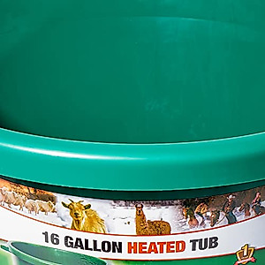 Farm Innovators HT-200 16 Gallon Plastic Heated Livestock Pet Farm Animal Water Bucket Tub with Hidden De-Icer Heating Element, Green (2 Pack)