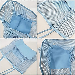 Women's Shoulder Bags Mesh Beach Handbag Large Tote Purse Summer Handbag Hobo Bag for Vacation, Sky Blue