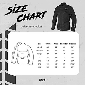 HWK Motorcycle Jacket for Men Adventure/Touring with Cordura Textile Fabric for Motorbike Riding and Impact Protection Armor (Black, Large)