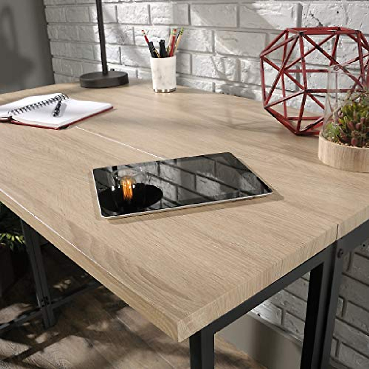 Sauder North Avenue Table with Drop Leaf, L: 47.50" x W: 28.38" x H: 36.13", Charter Oak Finish