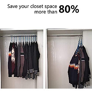 Dusdombr 6Pc Space Saving Hangers, Multi-Purpose Metal Magic Hangers Cascading Hanger Hook Design Metal Hangers for Organizing Wardrobe Clothing Hanger