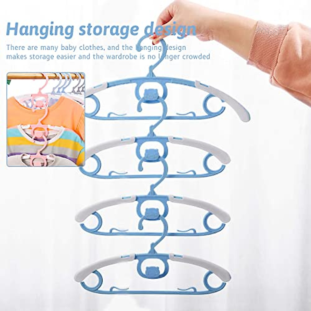 Baby Hangers,20 Packs Adjustable baby hangers for nursery,Non-Slip and Extendable Child Hangers for all children Adjustable Baby Nursery Closet Hangers