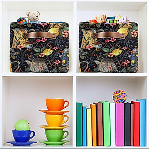 Teapots Lemons Storage Basket Bins Collapsible Toy Storage Bins with Handles Laundry Baskets for Bedroom Office Clothes Pet Nursery Living Room,1 pcs