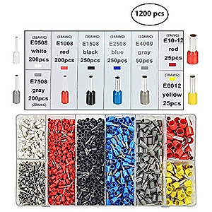 Ferrule Crimping Tool, VLIKE Wire Crimper Pliers with 1200 Terminal Ferrules Connector Sleeves for Stripper Wiring Projects