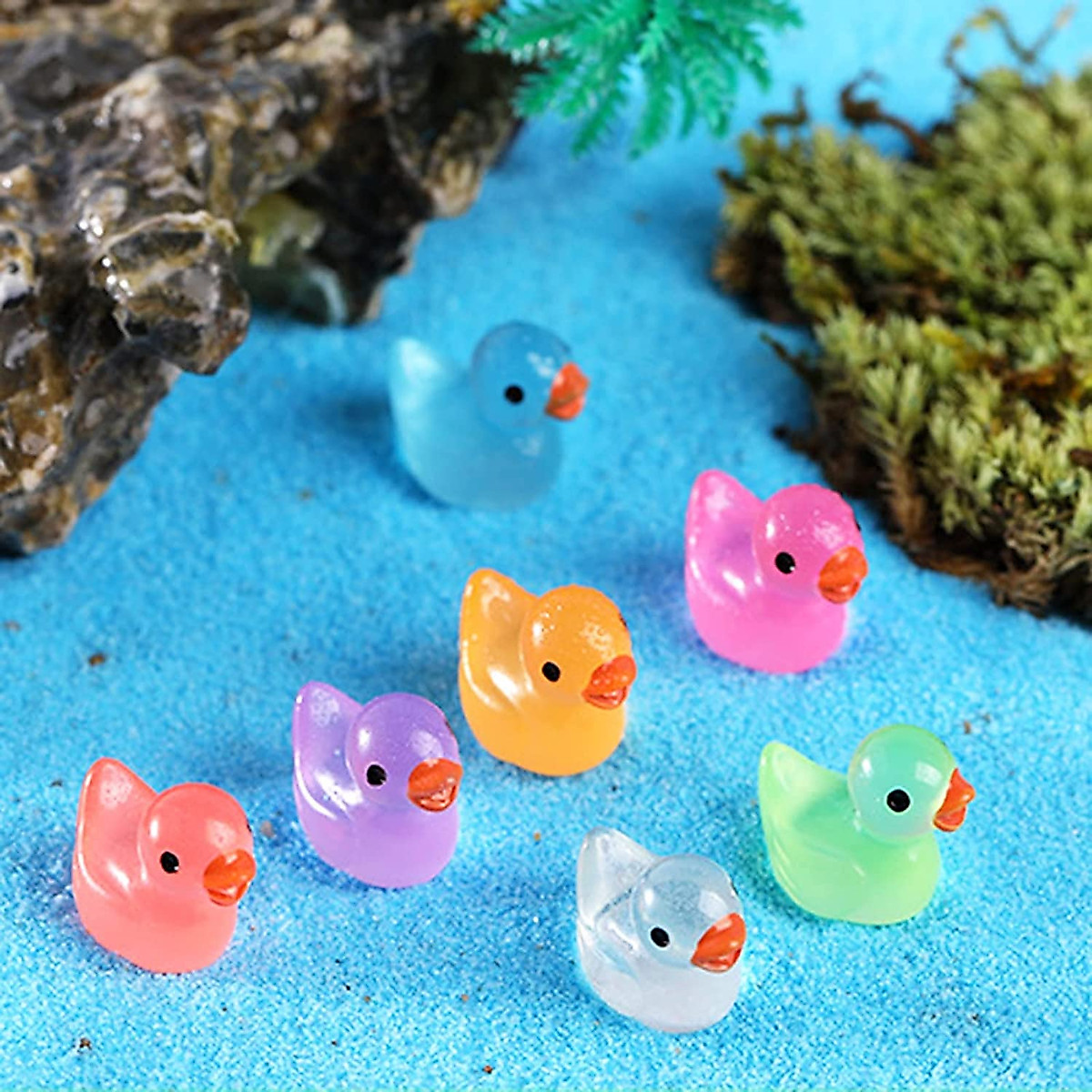 10Pcs Blue Miniature Duck Miniature Animal Figures, Lovely Ornaments, Ornament for Present for Home Decoration