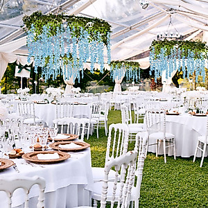 DearHouse 6 Pack 3.75 Feet/Piece Artificial Fake Wisteria Vine Ratta Hanging Garland Silk Flowers String Home Party Wedding Decor (Blue)