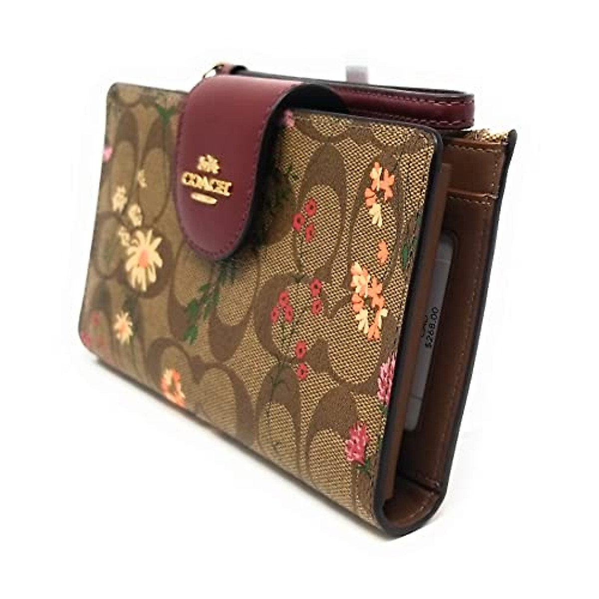 Coach Women's Tech Wallet in Colorblock Signature Canvas (Wildflower Print - Khaki Multi)