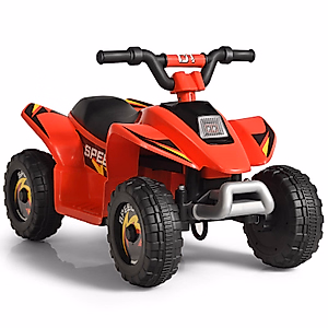 Costzon Kids ATV, 6V Battery Powered Electric Quad, Forward/Reverse Switch, Rear Wheeler Motorized Ride On Mini Vehicle Car for Toddlers Boys Girls, Ride on ATV (Red)