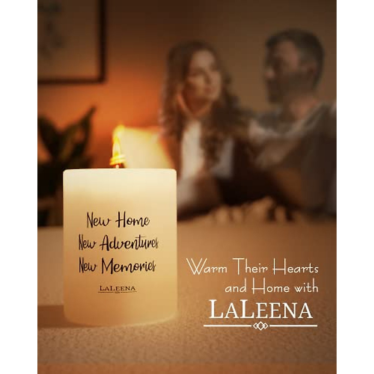 Scented Soy House Warming Candle – Glass Jar Candle Gift with 100% Organic Soy Wax & Fragrance Oil – New Home Decor for Women, Men, Couples, Meditation, Yoga, & More by LaLeena, 14 Oz., Jasmine Scent