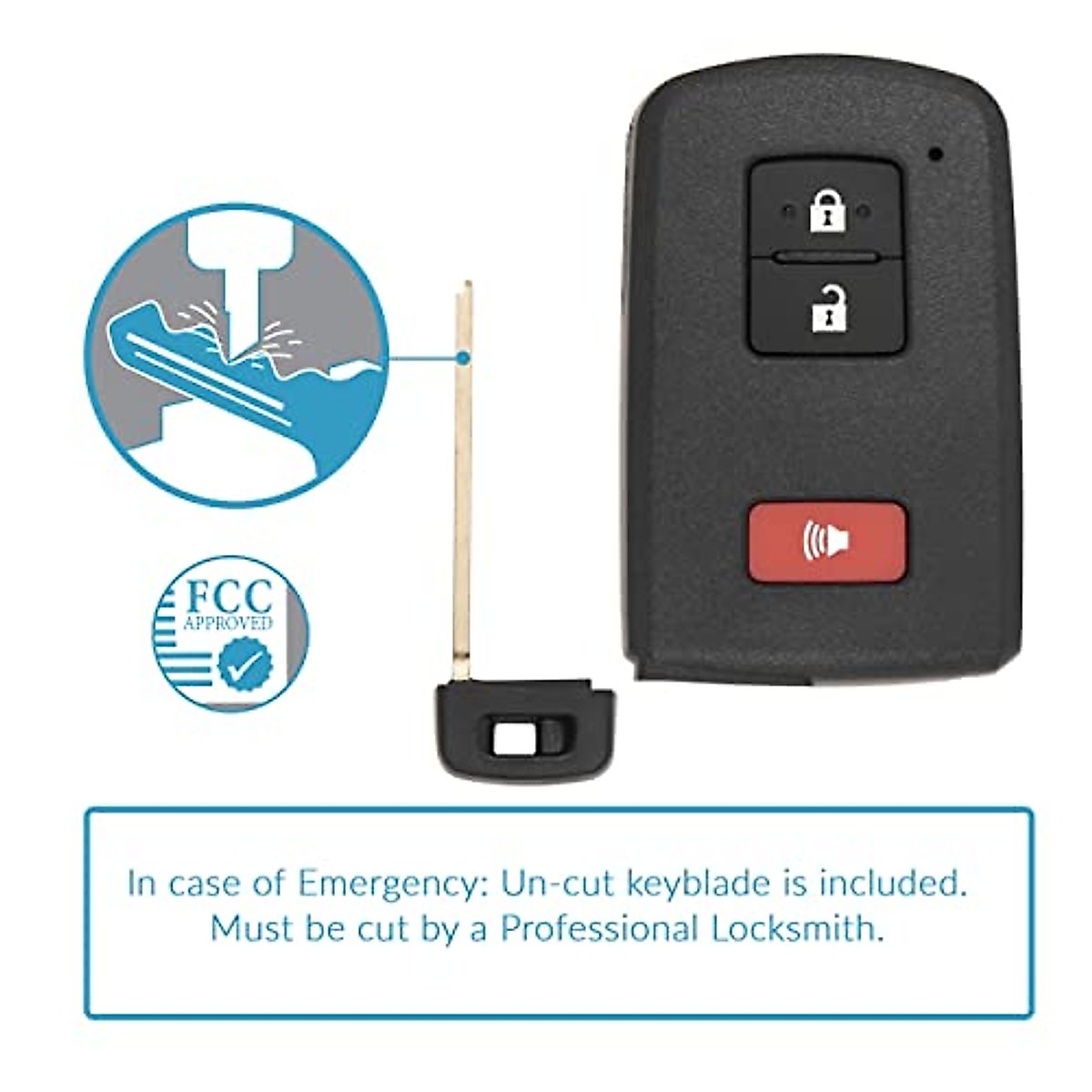Keyless2Go Replacement for 3 Button Smart Proximity Key for Toyota HYQ14FBA 2110 (AG) 89904-0E091
