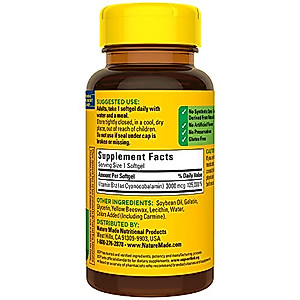 Nature Made Extra Strength Vitamin B12 3000 mcg, Dietary Supplement for Energy Metabolism Support, 60 Softgels, 60 Day Supply