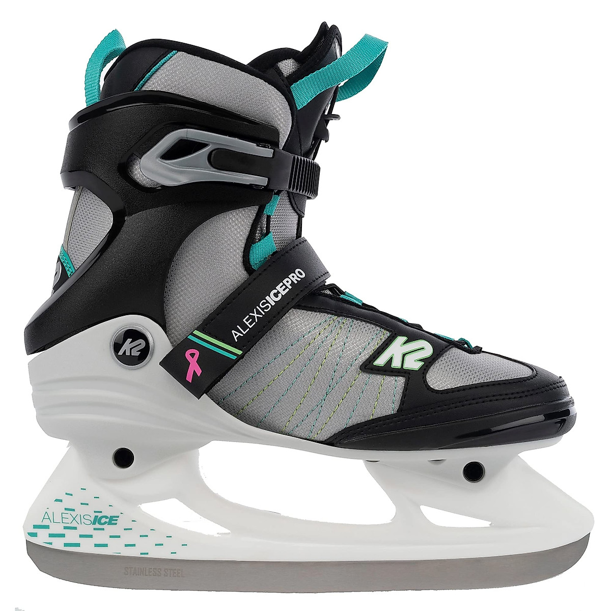 K2 Alexis Ice Pro White Grey Teal Womens Ice Skates - White/Gray/Teal / 7.0
