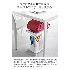 Yamazaki School Bag Storage Rack with Casters, 2 Tiers, Set of 2, School Bag Rack, Living Room, Study Under, Table Side, Tower, Black, 68.4 x 2