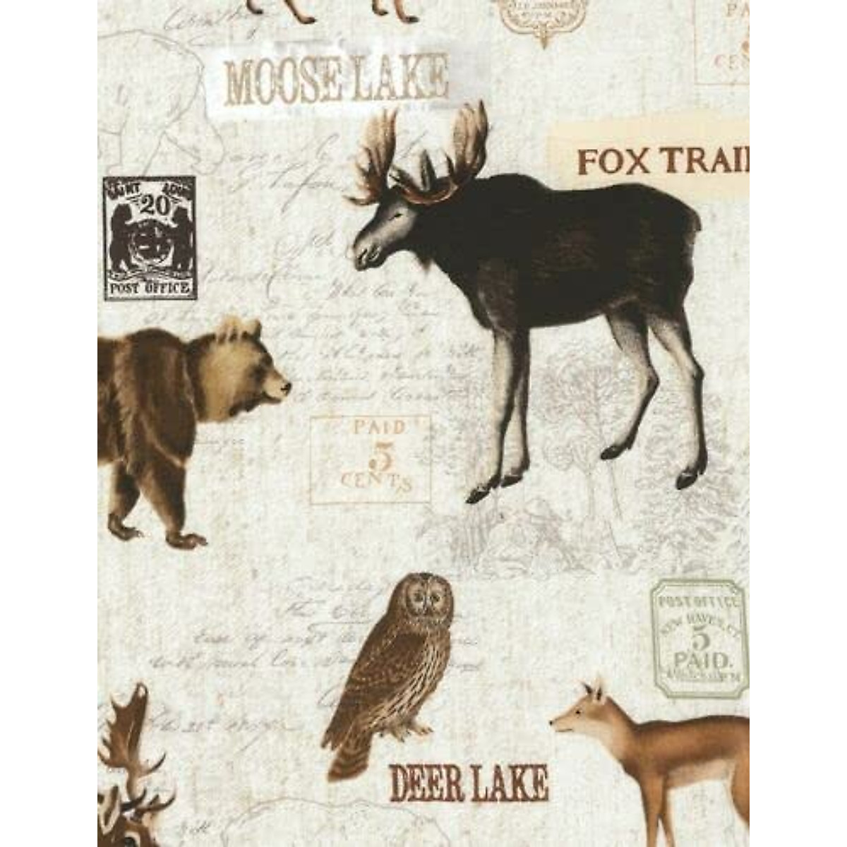 Cotton Fabric for Sewing, Embroidery and Quilting 100% 44/45` Wide Country Rustic c - Woodland c C5256 Natural- Yard