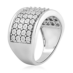 Jewelili Sterling Silver 1/10 Cttw Natural White Round Diamond Anniversary Ring, Size 8