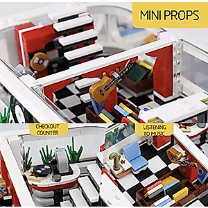General Jim's Street View Creator Modular Building Blocks Toy Set - City Block Center - Music Store & Car Wash Toy Bricks - for Teens and Adults
